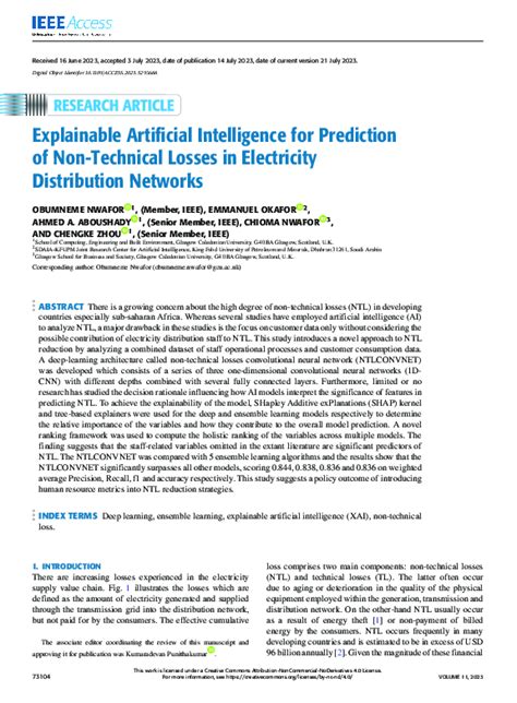 Pdf Explainable Artificial Intelligence For Prediction Of Non Technical Losses In Electricity