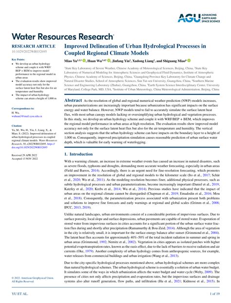 Improved Delineation Of Urban Hydrological Processes In Coupled Regional Climate Models
