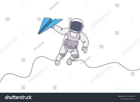 One Continuous Line Drawing Cosmonaut Exploring Stock Vector Royalty Free 2194996647
