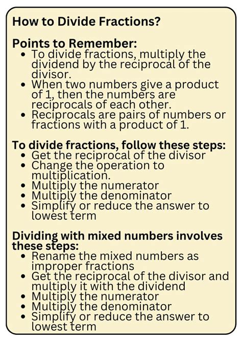Steps In Dividing Fractions