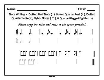Note Writing Packet Set Dotted Half Note Rubric And Printables