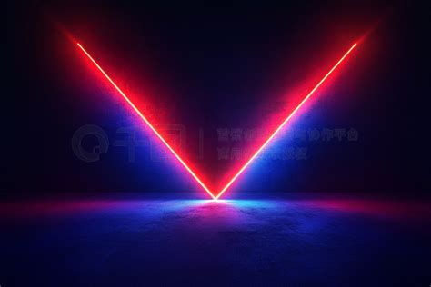 红蓝对比ai数字艺术 K Wallpaper Gaming现代未来感红蓝对比v字形霓虹线条插画 Ai背景免费下载 Png格式 1344像素 编号71413715 千图网