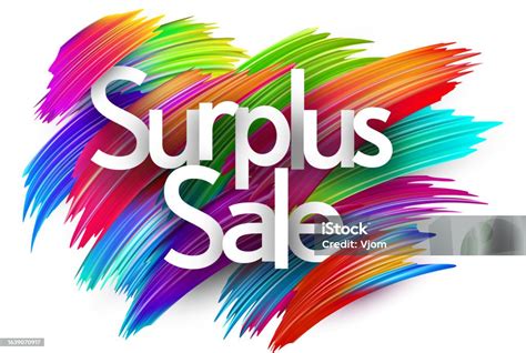 흰색 위에 다채로운 스펙트럼 페인트 브러시 스트로크가 있는 잉여 판매 종이 단어 기호 가격에 대한 스톡 벡터 아트 및 기타