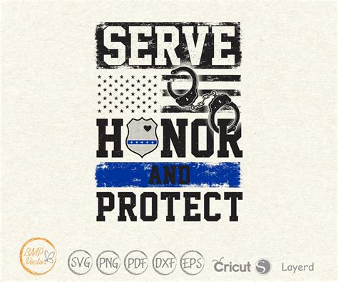 Serve Honor Protect Police Svg Usa Flag Thin Blue Line Digital Files