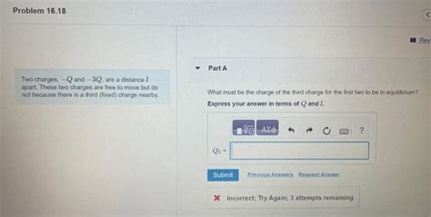 Solved Two Charges −q And −3q Are A Distance L Apart