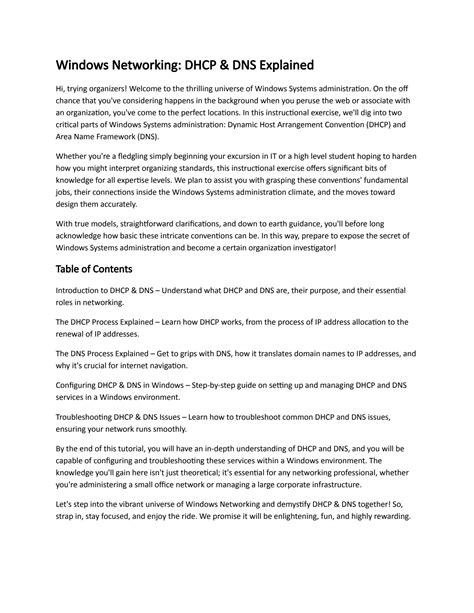 SOLUTION Windows Networking Dhcp Dns Explained Studypool