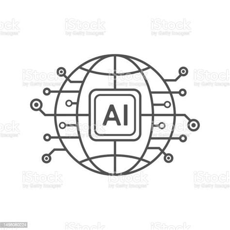 인공 지능 회로 라인 스타일 기계 학습 디자인 스마트 네트워크 디지털 기술 Ai 벡터 그림 Cpu에 대한 스톡 벡터 아트 및