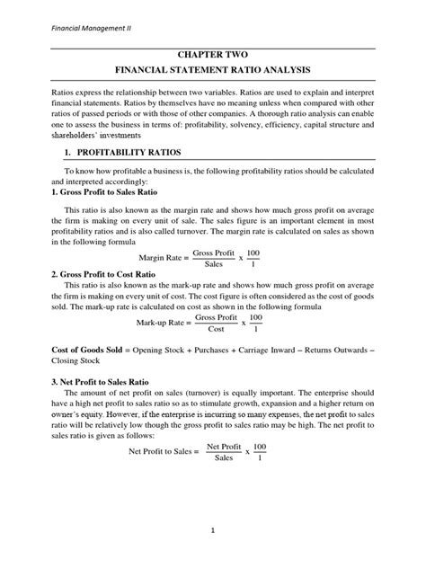 Chapter 2 Financial Statements Ratio Analysis Pdf Dividend