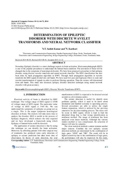 pdf determination of epileptic disorder with discrete wavelet