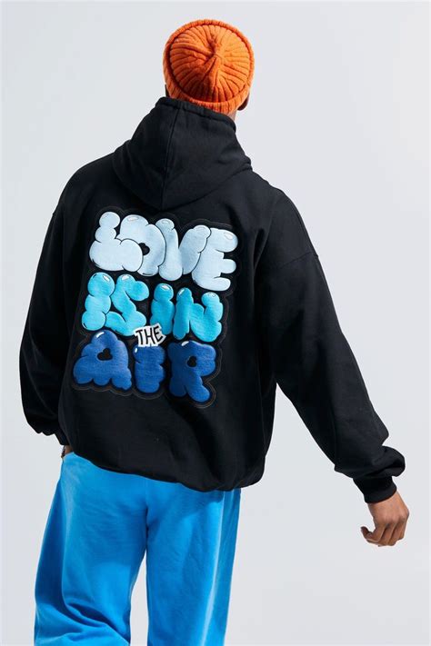Oversized Love Is In The Air Puff Print Hoodie In 2024 Hoodie Print
