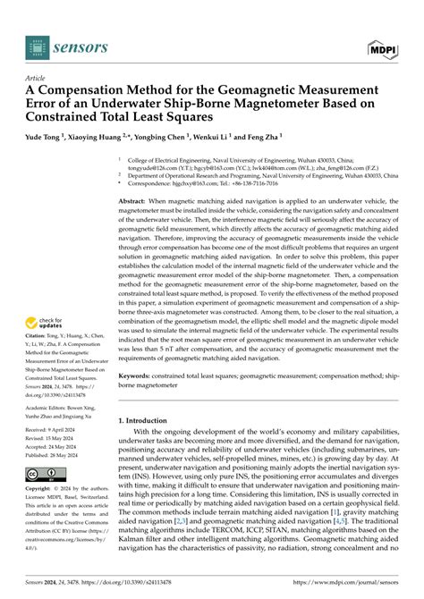 Pdf A Compensation Method For The Geomagnetic Measurement Error Of An