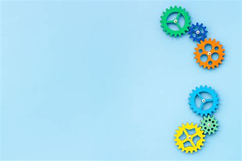 작업 기어는 퍼즐 상단 보기에 연결됩니다 팀워크 및 협업 컨셉 개념에 대한 스톡 사진 및 기타 이미지 개념 개체 그룹 기계 부분 Istock