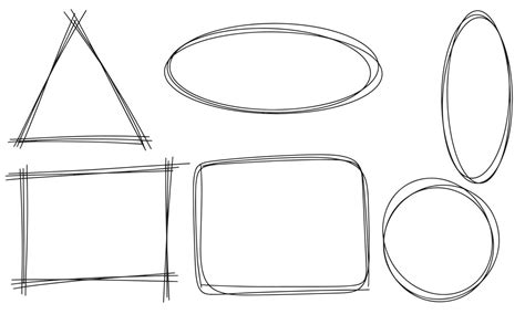 Set Of Geometric Frame Hand Draw Simple Frame Oval Square Rectangle Round Triangle Ellipse