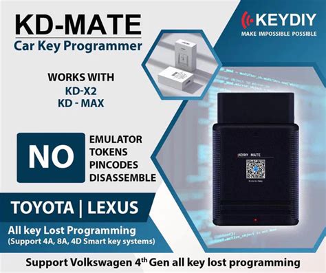 KEYDIY KD MATE Toyota BYD MQB Key Programmer Works With KD X2 And KD MAX