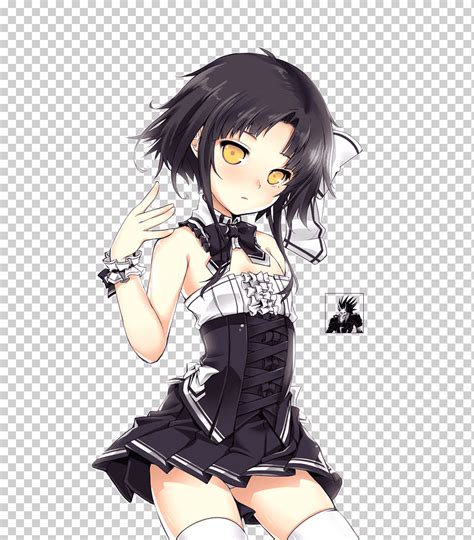 Chica De Anime Con Cabello Corto Y Negro