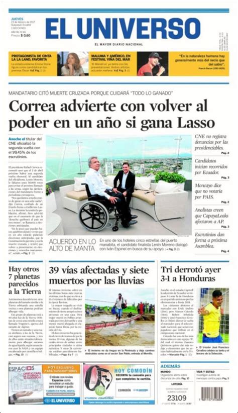 El Universo Ecuador Jueves 23 De Febrero De 2017 Infobae