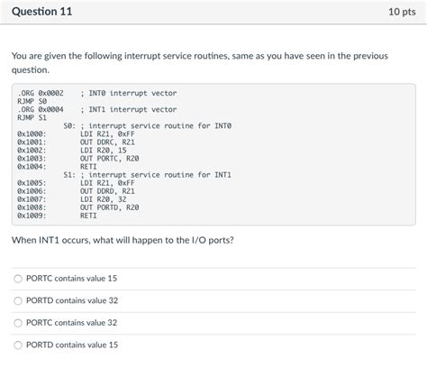 Solved You Are Given The Following Interrupt Service Chegg