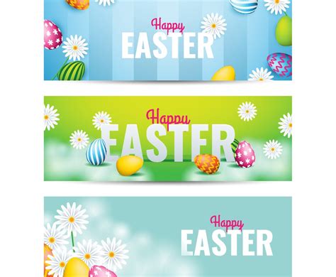 Realistic Easter Banner Set Vector Art And Graphics