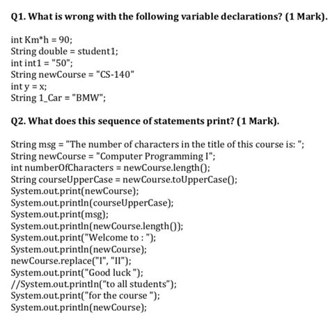 Solved Q1 What Is Wrong With The Following Variable