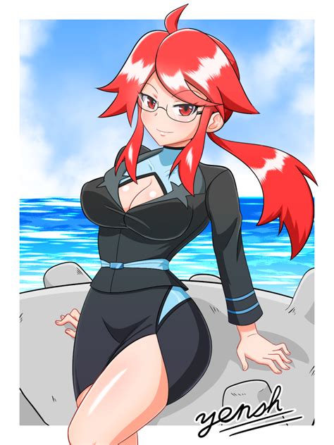 rule 34 big breasts cleavage elite four female female only glasses