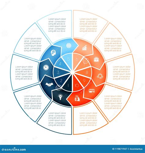 Ring Of Arrows Infographic Chart Template For Presentation 10 O Stock Vector Illustration Of