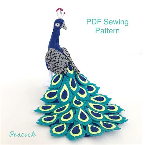 Felt Peacock Sewing Pattern Plush Bird Project Pdf Pattern Etsy Uk