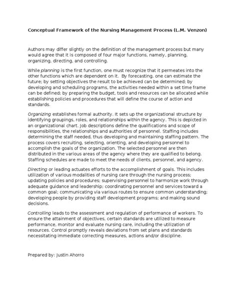 Conceptual Framework Of The Nursing Management Process Pdf