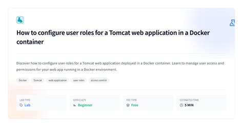 Configurando Papéis De Usuário Para Aplicação Web Tomcat Em Docker Labex