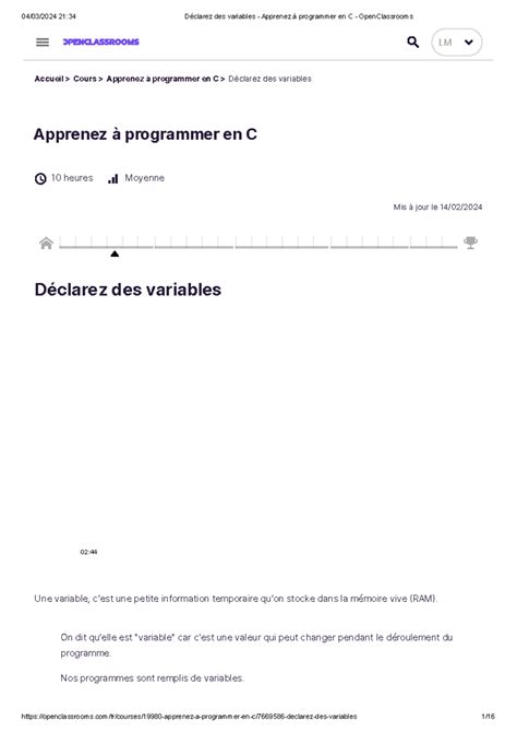 Déclarez Des Variables Apprenez à Programmer En C Open Classrooms