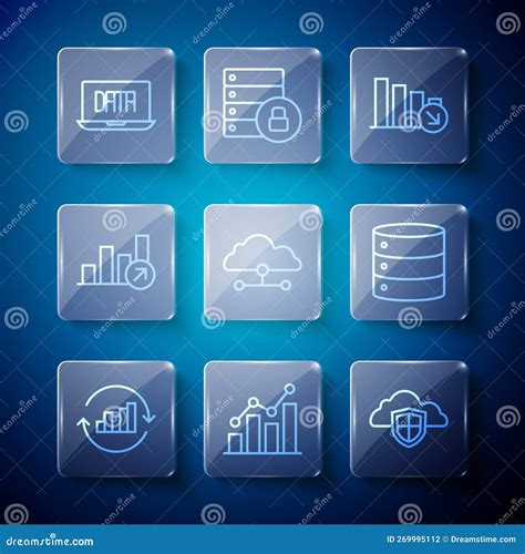 Set Line Pie Chart Infographic Cloud And Shield Financial Growth