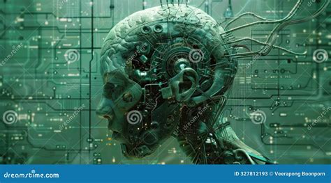 Synthetic Intelligence Genesis Brain S Evolution Accelerated By Nanotech Stock Illustration