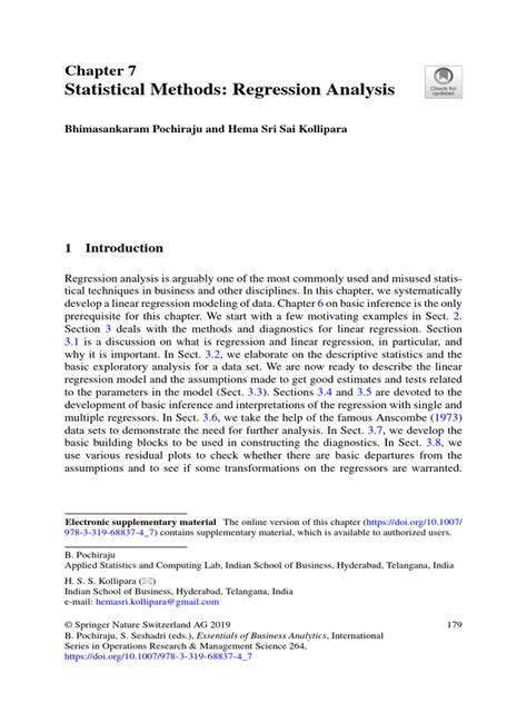 statistical methods regression analysis pdf errors and residuals regression analysis