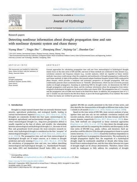 Pdf Detecting Nonlinear Information About Drought Propagation Time And Rate With Nonlinear