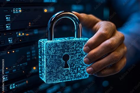 Hacker Accessing A Corporate Server With Digital Lockpicks Visualizing A Digital Padlock Being