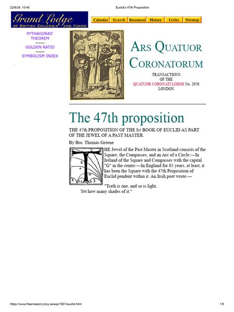 Euclids 47th Proposition2 Pdf Freemasonry Triangle
