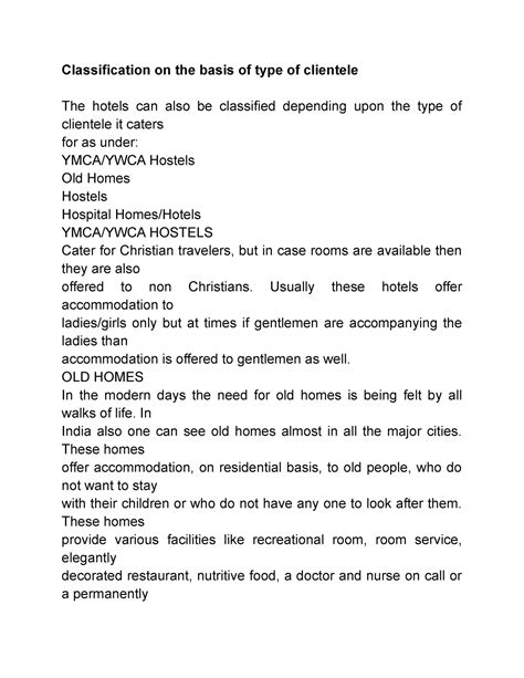 Classification On The Basis Of Type Of Clientele Usually These Hotels