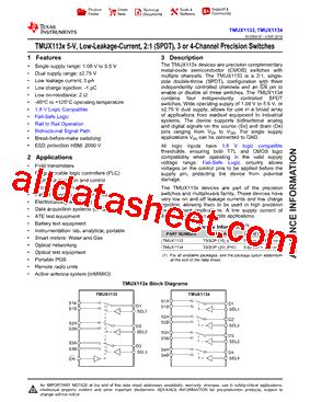 TMUX1133PWR Datasheet PDF Texas Instruments