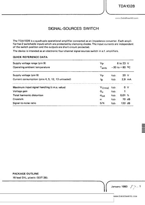 TDA1028 Datasheet PDF (NXP) - Signal Souces Switch