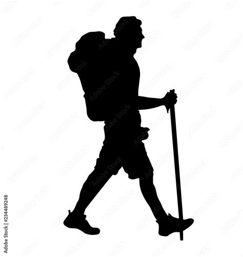 Person Hiking Silhouette Vector Stock Vector Adobe Stock