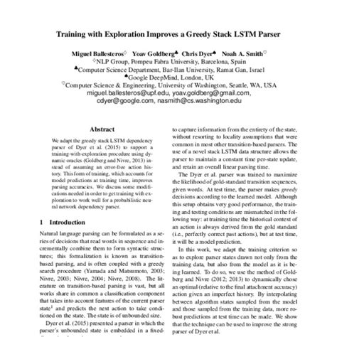 Training With Exploration Improves A Greedy Stack Lstm Parser Acl Anthology