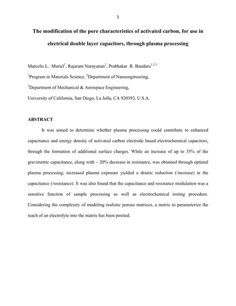 Pdf The Modification Of The Pore Characteristics Of Activated Carbon For Use In Electrical
