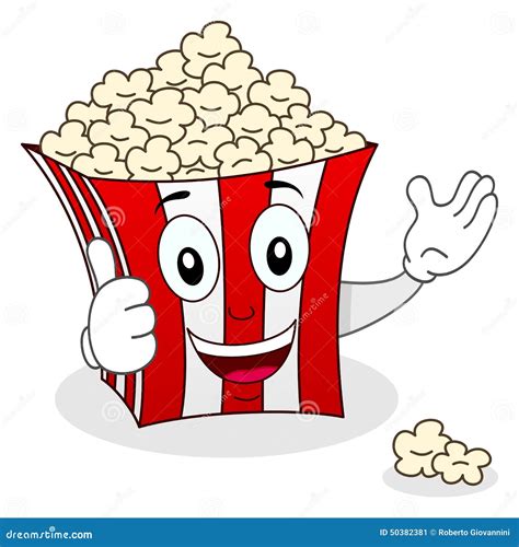 Striped Popcorn Bag Character Smiling Stock Vector Image 50382381