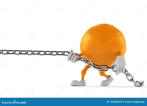 Orange Character Pulling Chain Stock Illustration Illustration Of