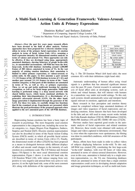 A Multi Task Learning And Generation Framework Valence Arousal Action Units And Primary