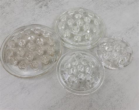 Vintage Glass Flower Frogs Of Varying Sizes 11 Hole 16 Hole And 19 Hole Vintage Glass Flower