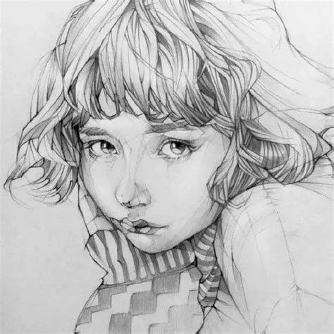 细节超棒的女生手绘头像线稿 在线 绘画 课程