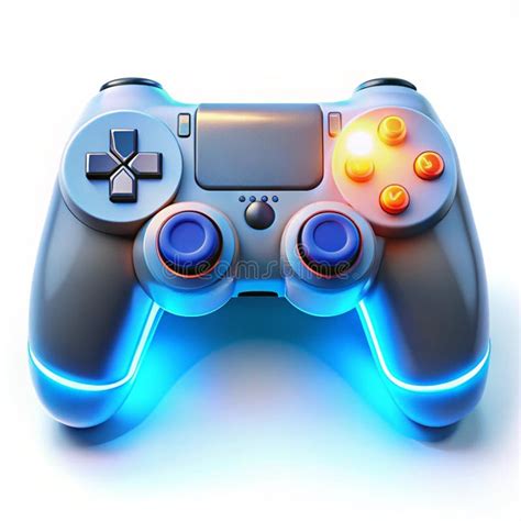 Glowing Video Game Controller With Animated Button Presses Stock
