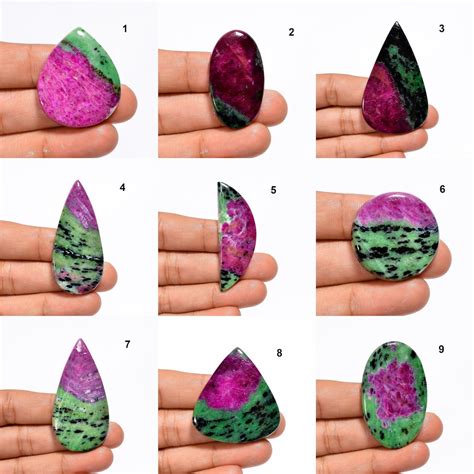 Natural Deep Colors Ruby Zoisite Pink Green Cabochon Anyolite Stone Ruby In Zoisite Cabochon Etsy