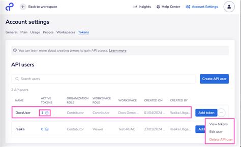 Creating Api Tokens Tray Documentation