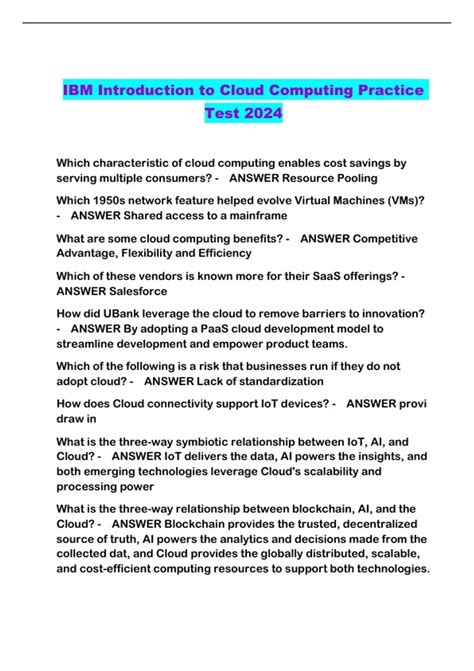 Ibm Introduction To Cloud Computing Practice Test 2024 Ibm Introduction To Cloud Computing